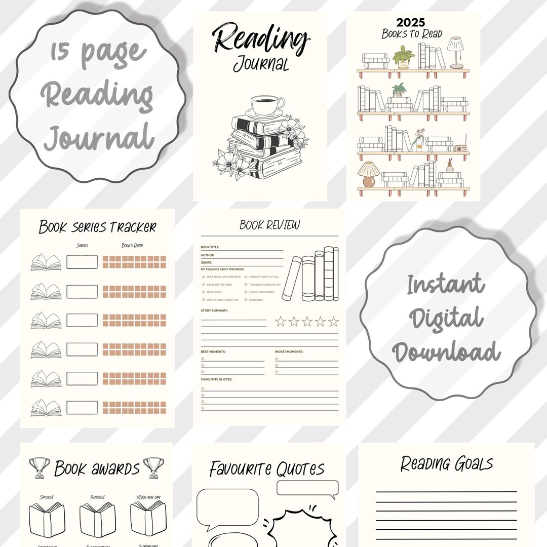 Printable Reading Journal Bundle: Book Review Log (digital Download) - Etsy