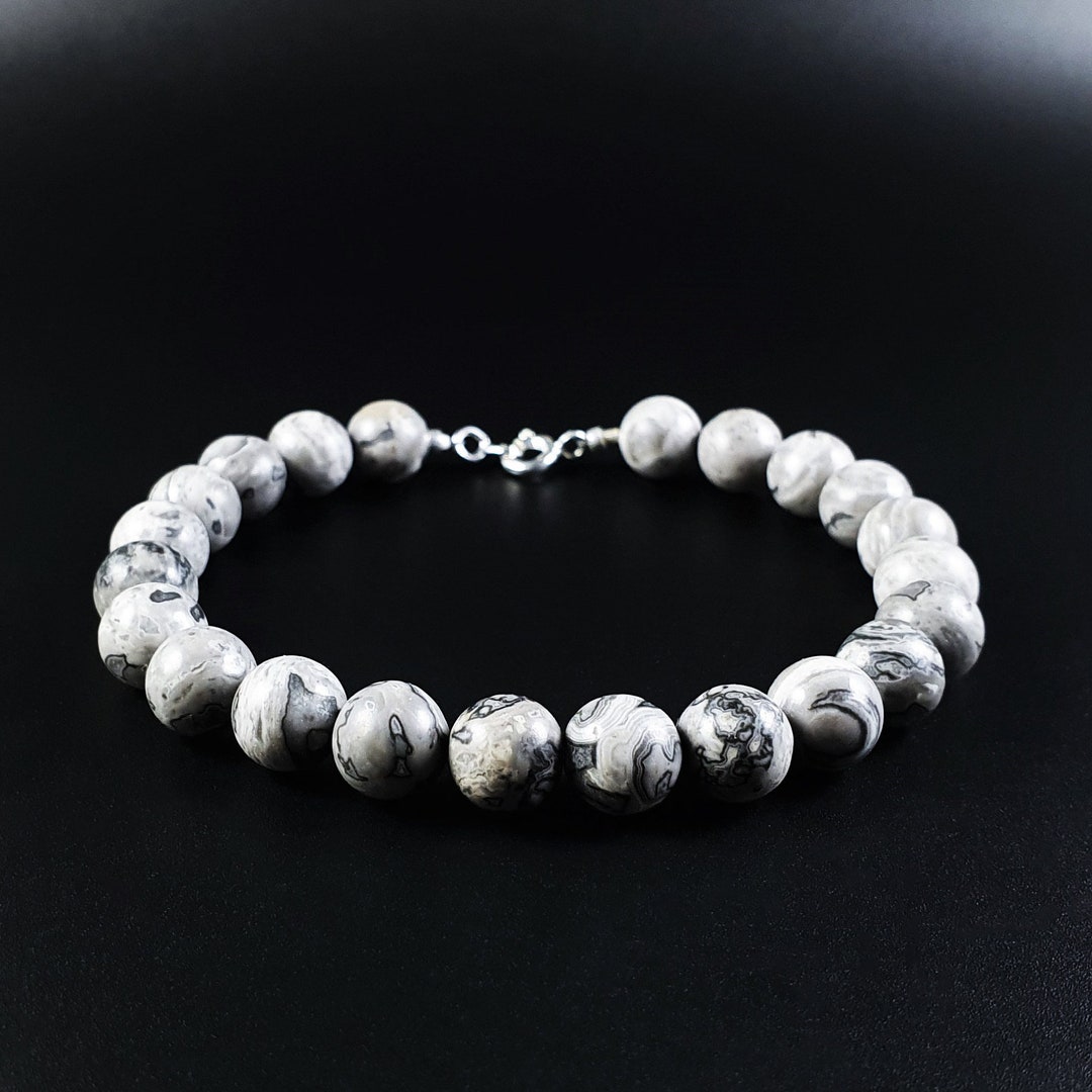 Mens bracelet Jasper Handmade Jewelry for men Gift for him Natural ...