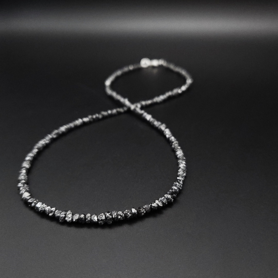 Mens Necklace Black Diamond Raw Gemstone, Handmade Jewelry for Men, Raw ...