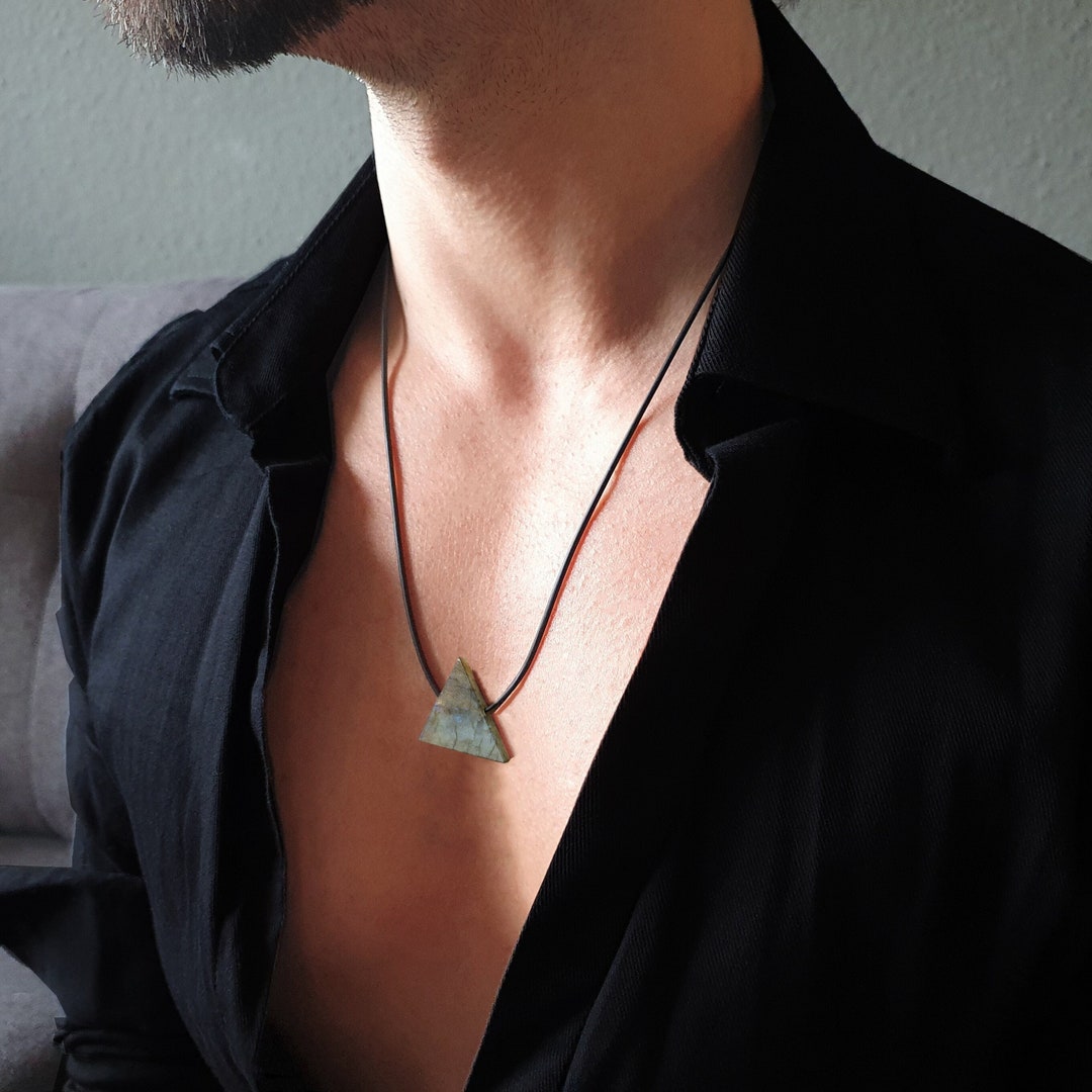 Collier pendentif pour homme, pierre précieuse de labradorite, bijoux ...
