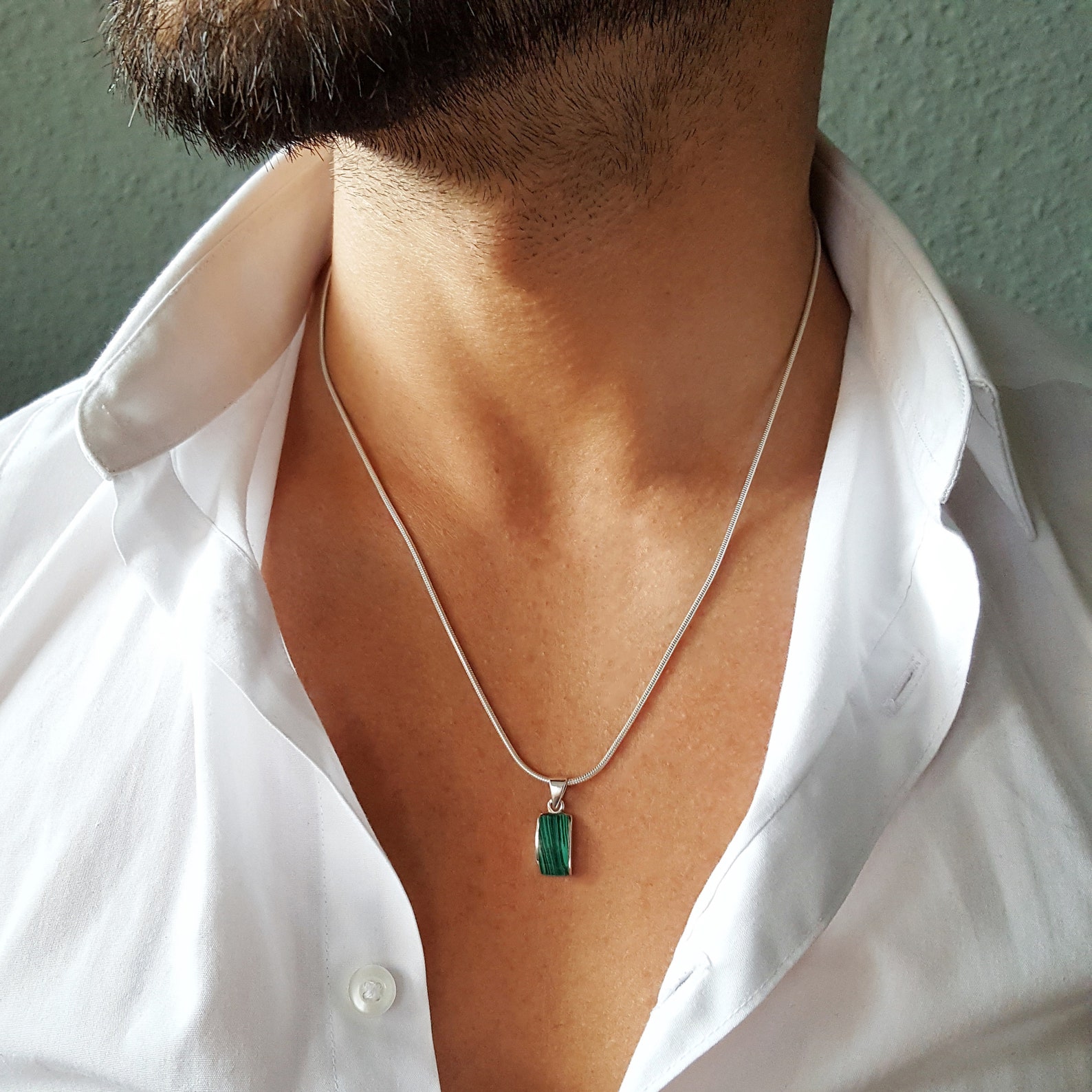 Collar colgante de plata para hombre piedra preciosa | Etsy Collar colgante de plata para hombre piedra preciosa | Etsy