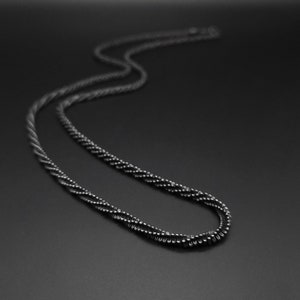 Mens Black Chain Necklace, Rope Chain Necklace, Futuristic Long Black ...