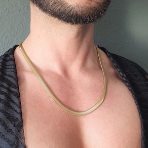 Mens Gold Chain Necklace, Herringbone Chain for Men, Titanium Chain ...