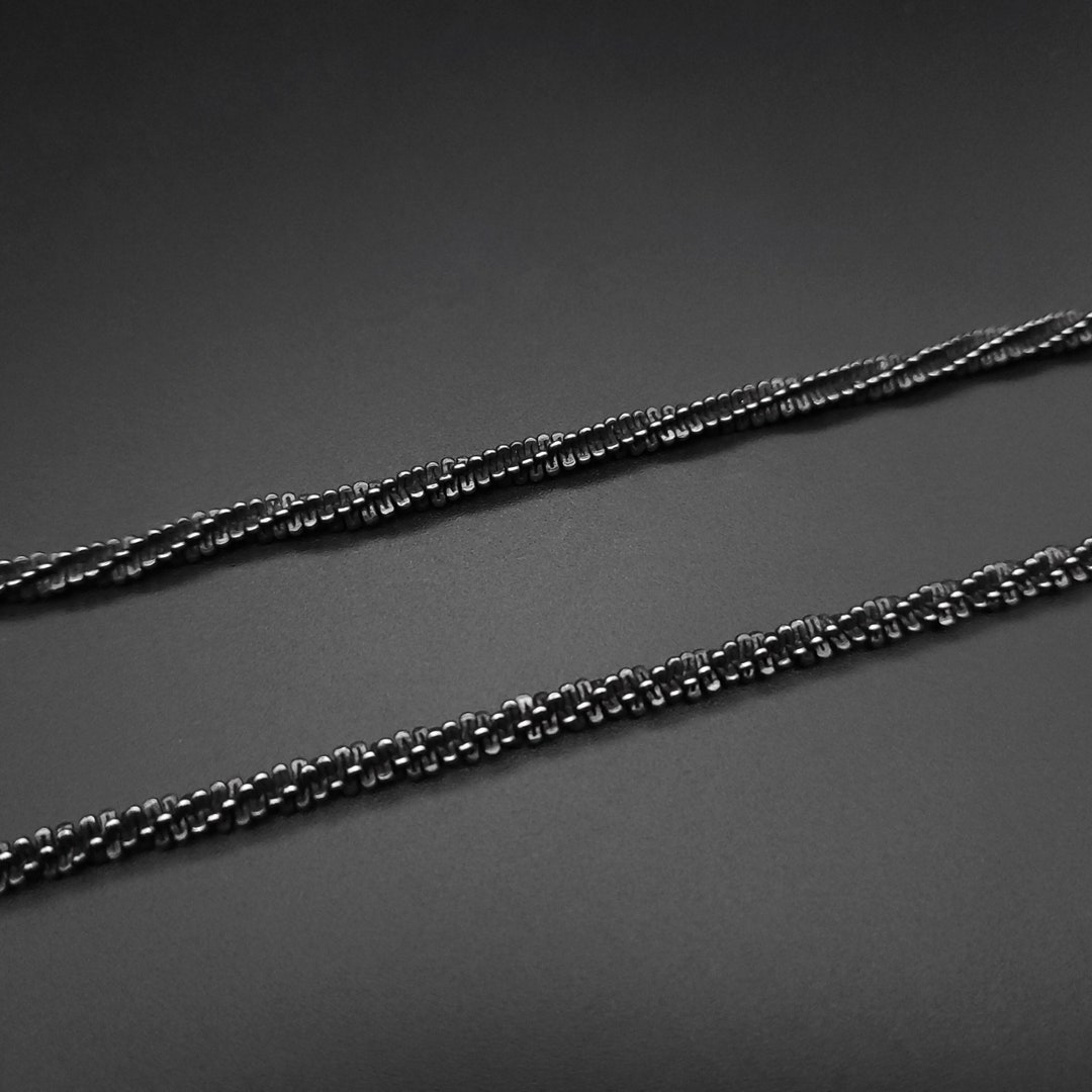 Mens Black Chain Necklace, Rope Chain Necklace, Futuristic Long Black ...