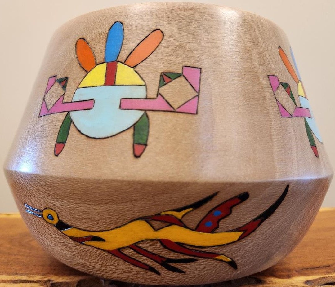 Wooden Bowl, Native American Art, All Stages Handmade. Home Décor. 8" X ...