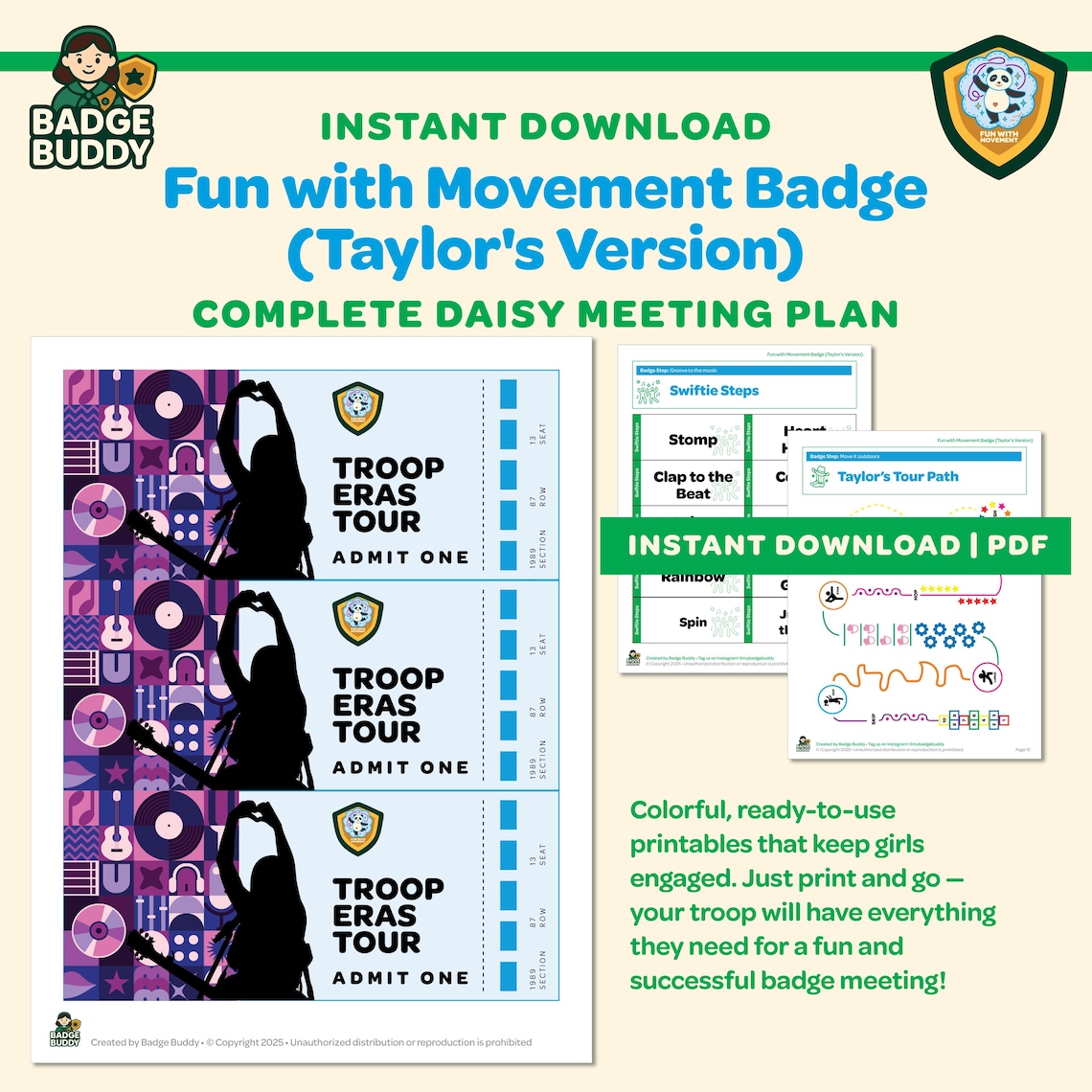 Daisy Fun With Movement Badge Plan | Swiftie-inspired Girl Scout ...