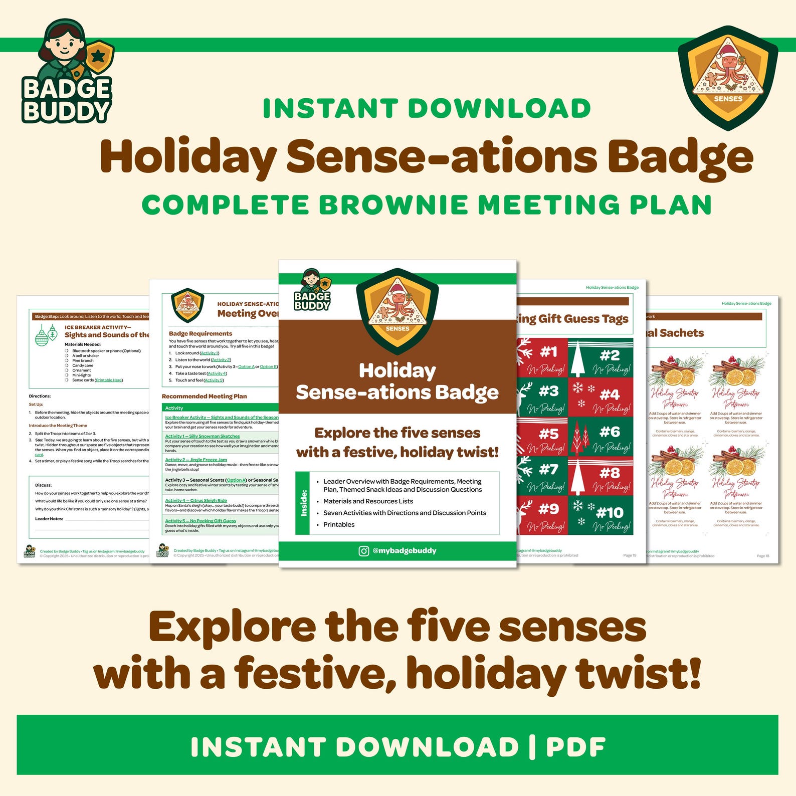 Holiday Sense-ations Badge | Girl Scout Brownie Senses Badge Meeting ...