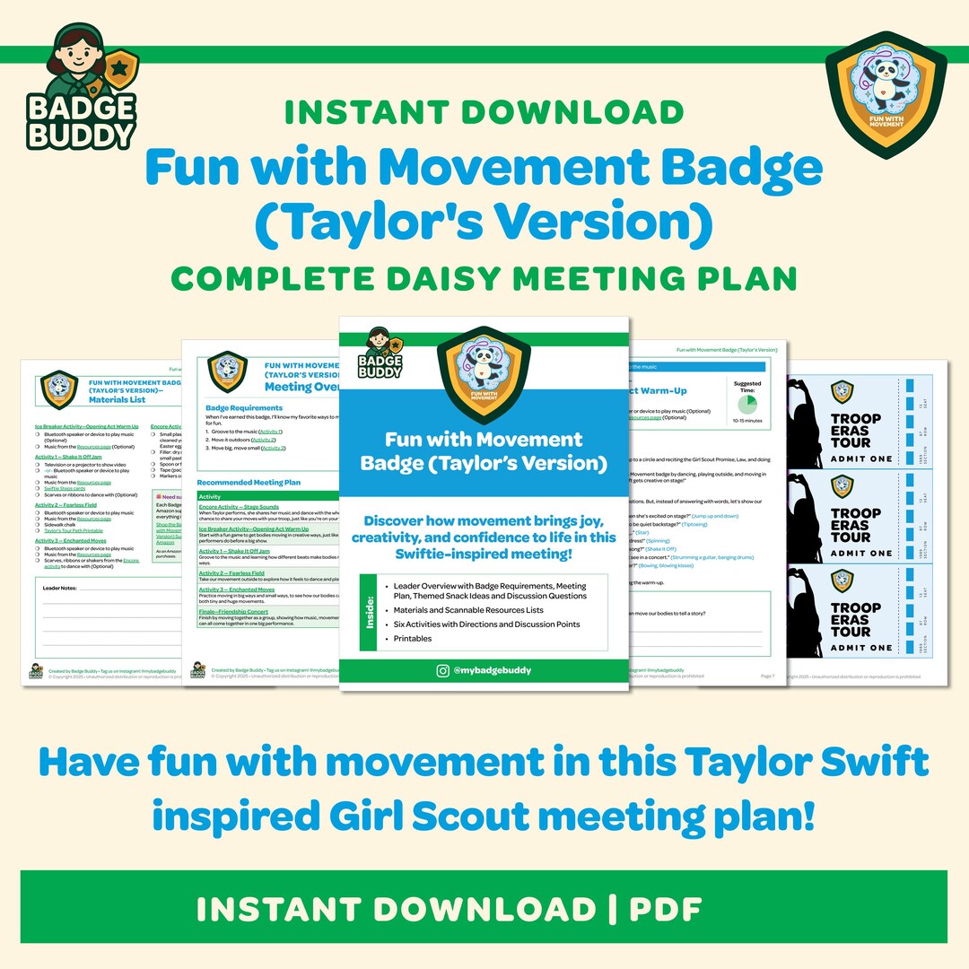 Daisy Fun With Movement Badge Plan | Swiftie-inspired Girl Scout ...