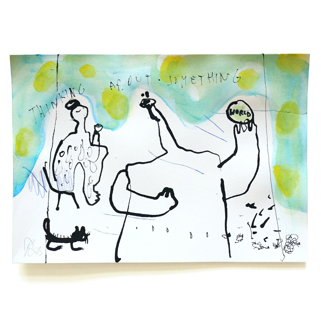 ORIGINAL Drawing, DIN A4 11.7/ 8.3, thinking About Something, Abstract ...
