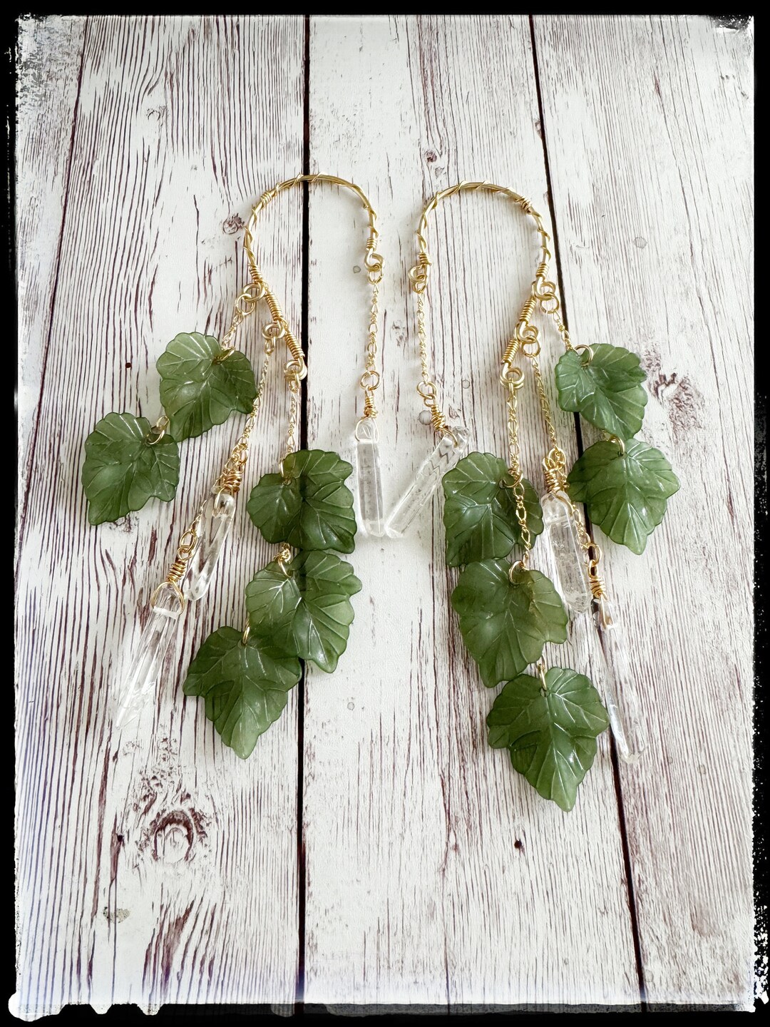 Bridal Ear Cuff Wraps - Leaves and Drops Ear Cuffs - White Ear Cuffs ...