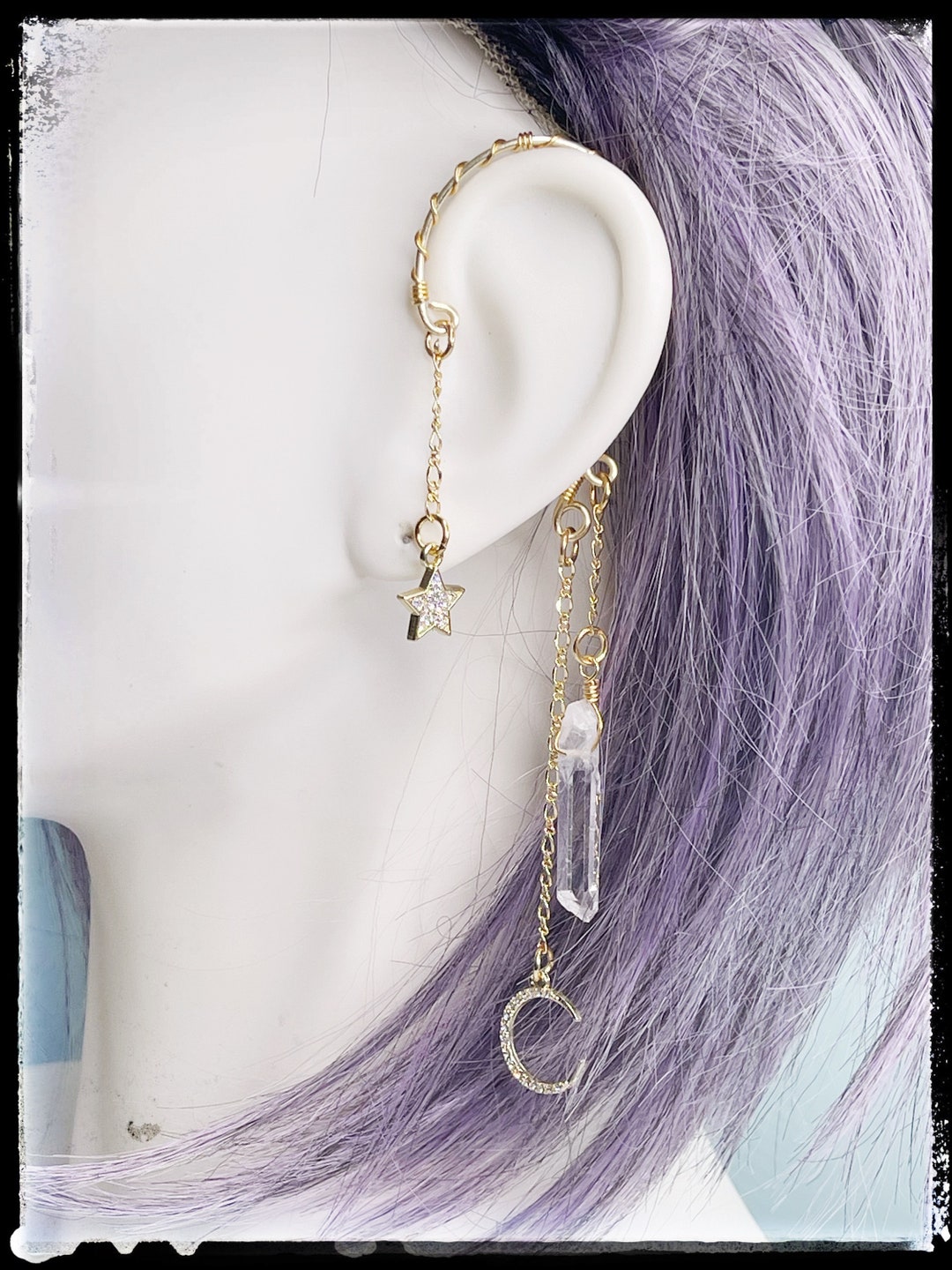 Moon Ear Cuff - Stars Ear Cuffs - Ear Wraps - Dangling Ear Cuff Jewelry ...