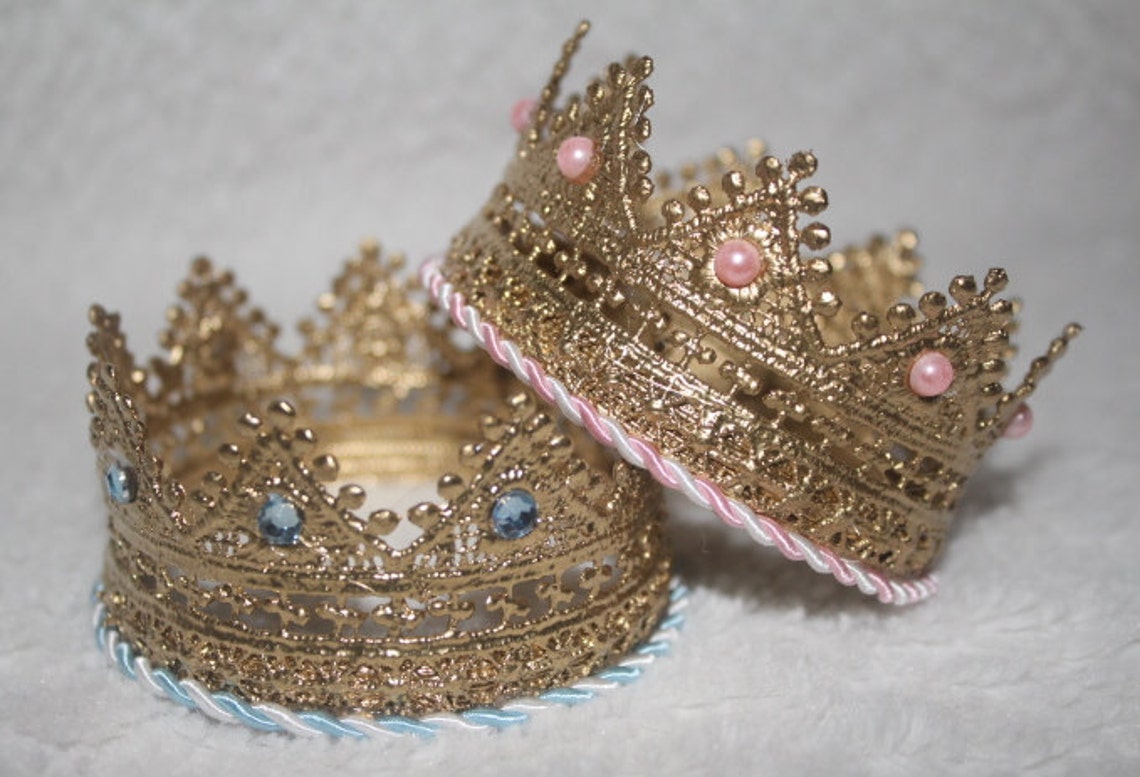 Gold Lace Crown Cake Toppergender Reveal Crownlace Crown | Etsy