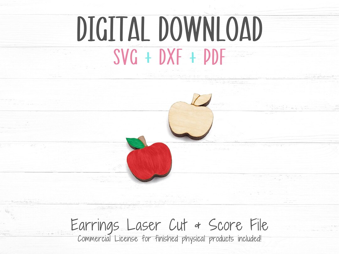 Apple Stud Earrings SVG File for Laser Cut and Score File for - Etsy