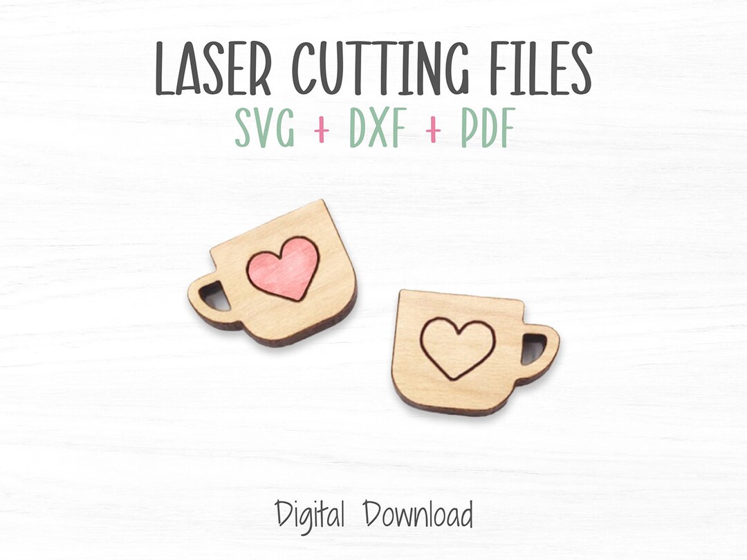 Heart Mug Earrings SVG File, Cut and Score DIY Cabochon Stud Earrings ...