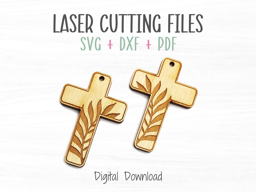 Botanical Cross Laser Jewelry SVG File, Laser Cut and Engraved Wood ...