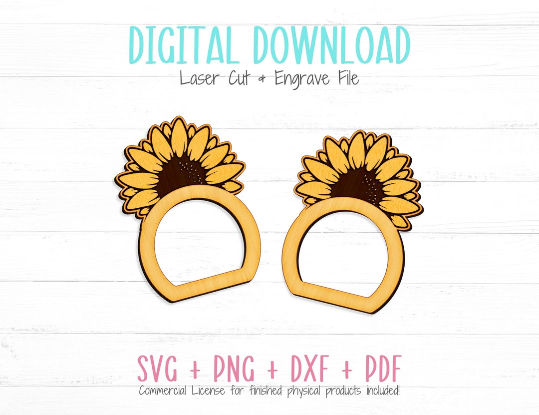 Sunflower Napkin Ring SVG File Laser Digital File Laser Cut - Etsy