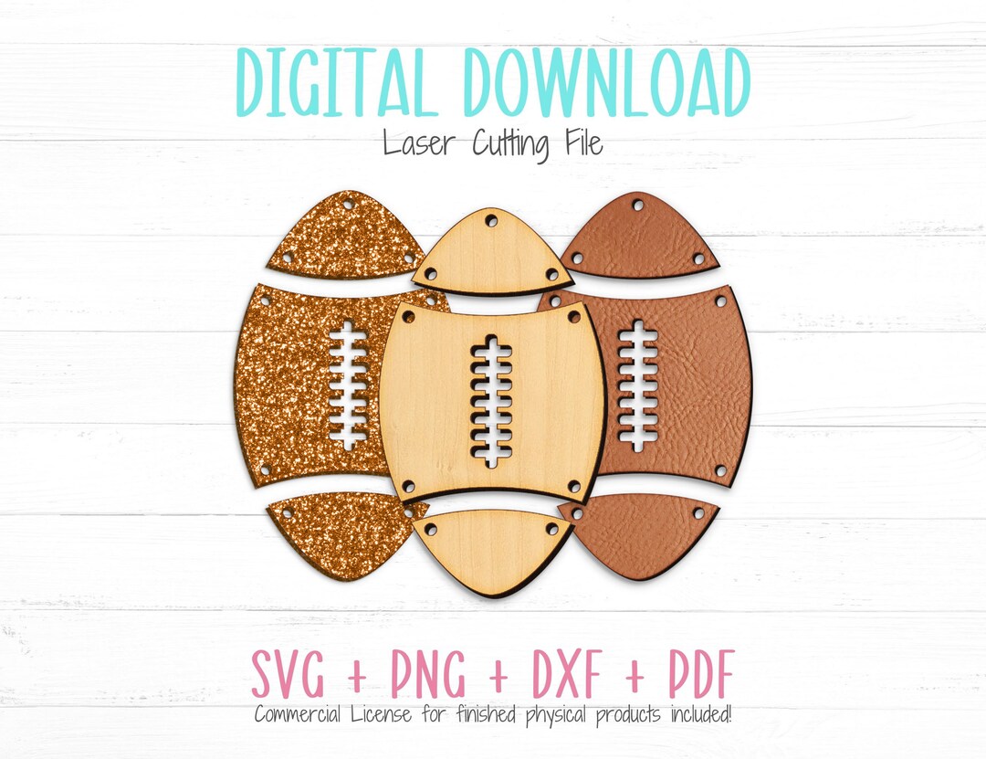 Football SVG Earrings Template File for Use in Glowforge Laser and ...