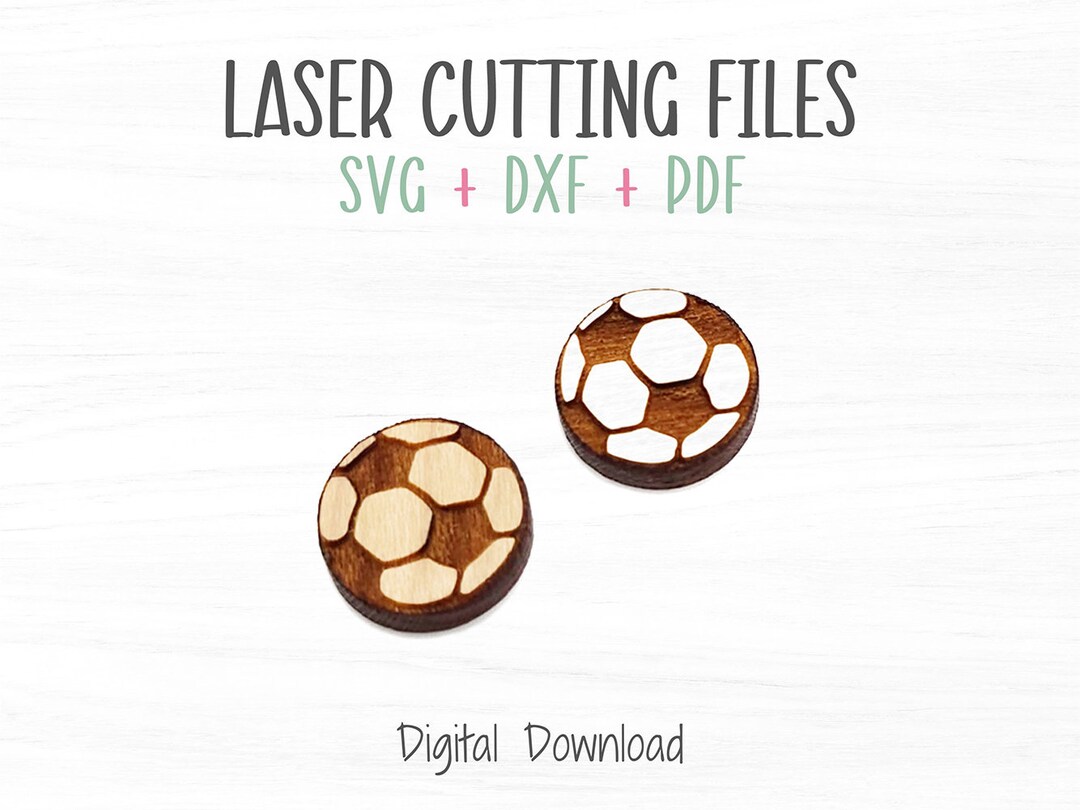 Soccer Ball Laser SVG File, Laser Cut and Engraved Wood Earrings and ...