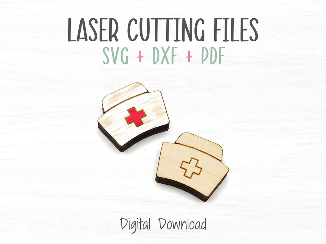 Nurse Hat Stud Earrings Laser SVG File, Cut and Engrave Template for ...