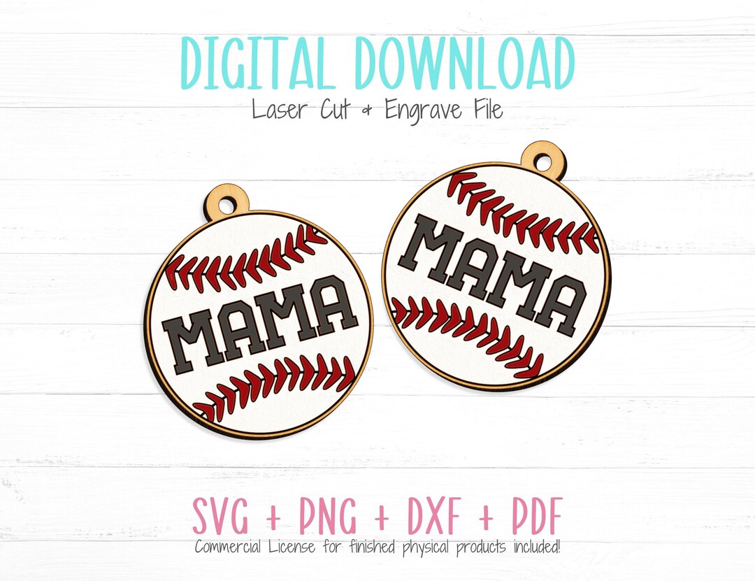 Baseball Mom Keychain SVG File for Use in Glowforge and Other Cutting ...