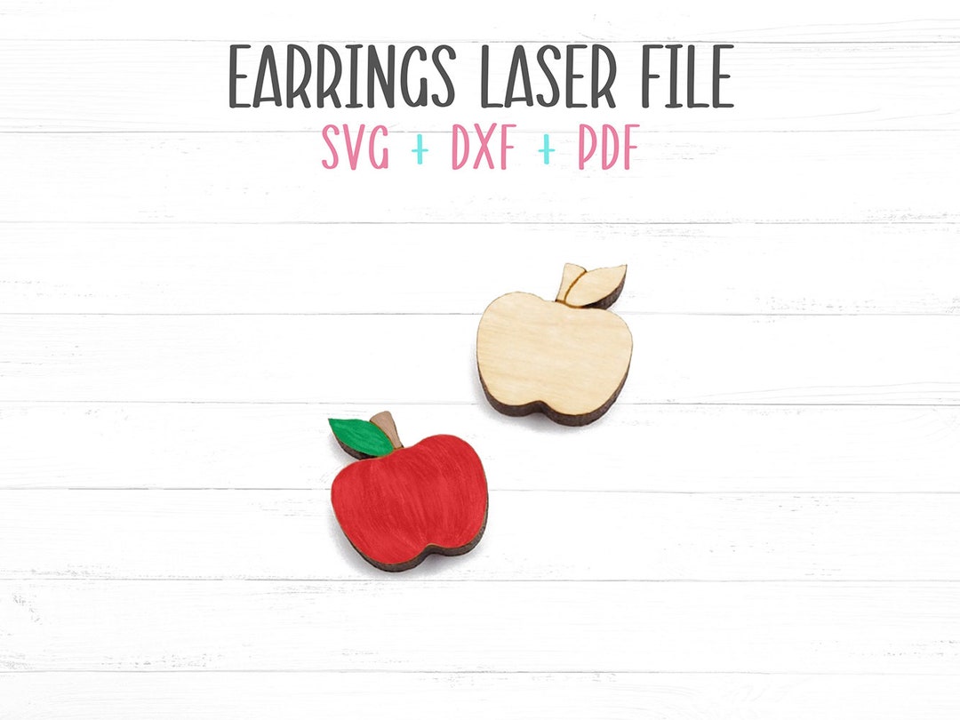 Apple Stud Earrings SVG File for Laser, Cut and Score File for Fast ...