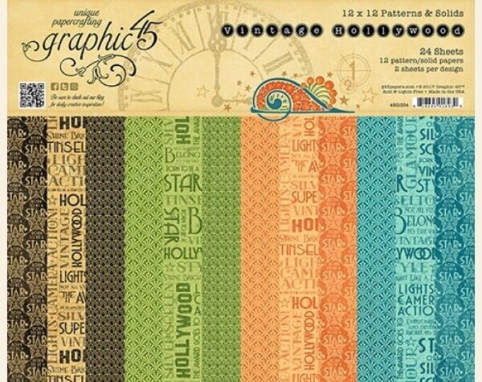 Graphic 45 Vintage Hollywood Patterns & Solids 12x12 Paper Pad - Etsy