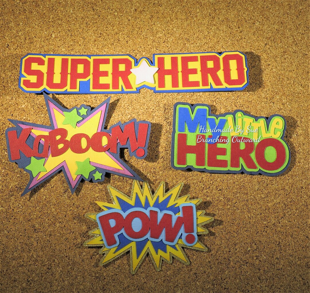Super Hero Titles Paper Piecing Cute Premade Scrapbooking Embellishment ...