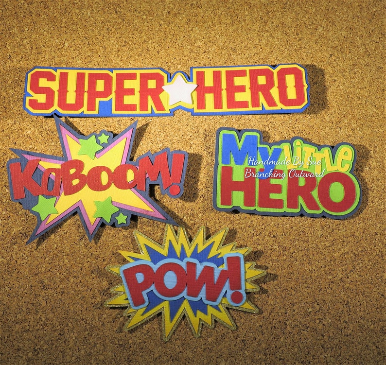 Super Hero Titles Paper Piecing Cute Premade Scrapbooking - Etsy