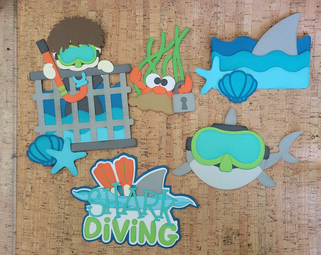 Handmade Shark Diving Scrapbook Embellishment: Customizable Colors - Etsy
