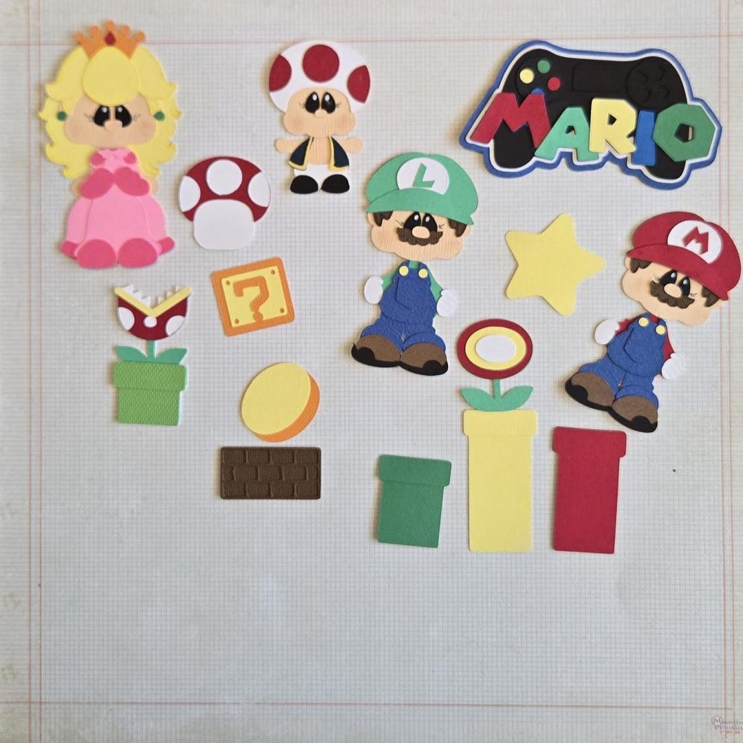 Handmade Mario Paper Piecing, Scrapbook Embellishments - Etsy