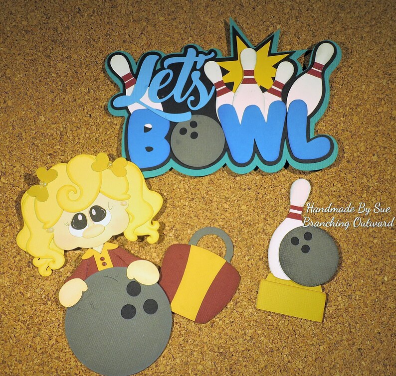 Bowling Paper Piecing Cute Premade Scrapbooking Embellishment Hand Made ...