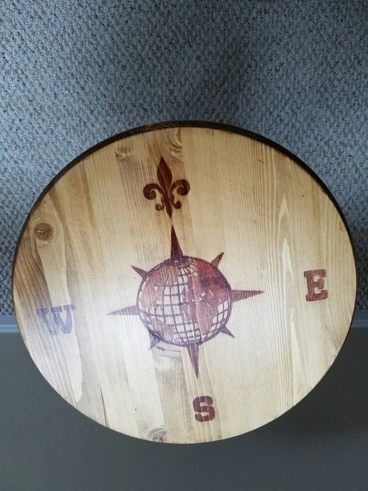 Rope Table Nautical Rope and Wood Accent Table Compass Rose | Etsy