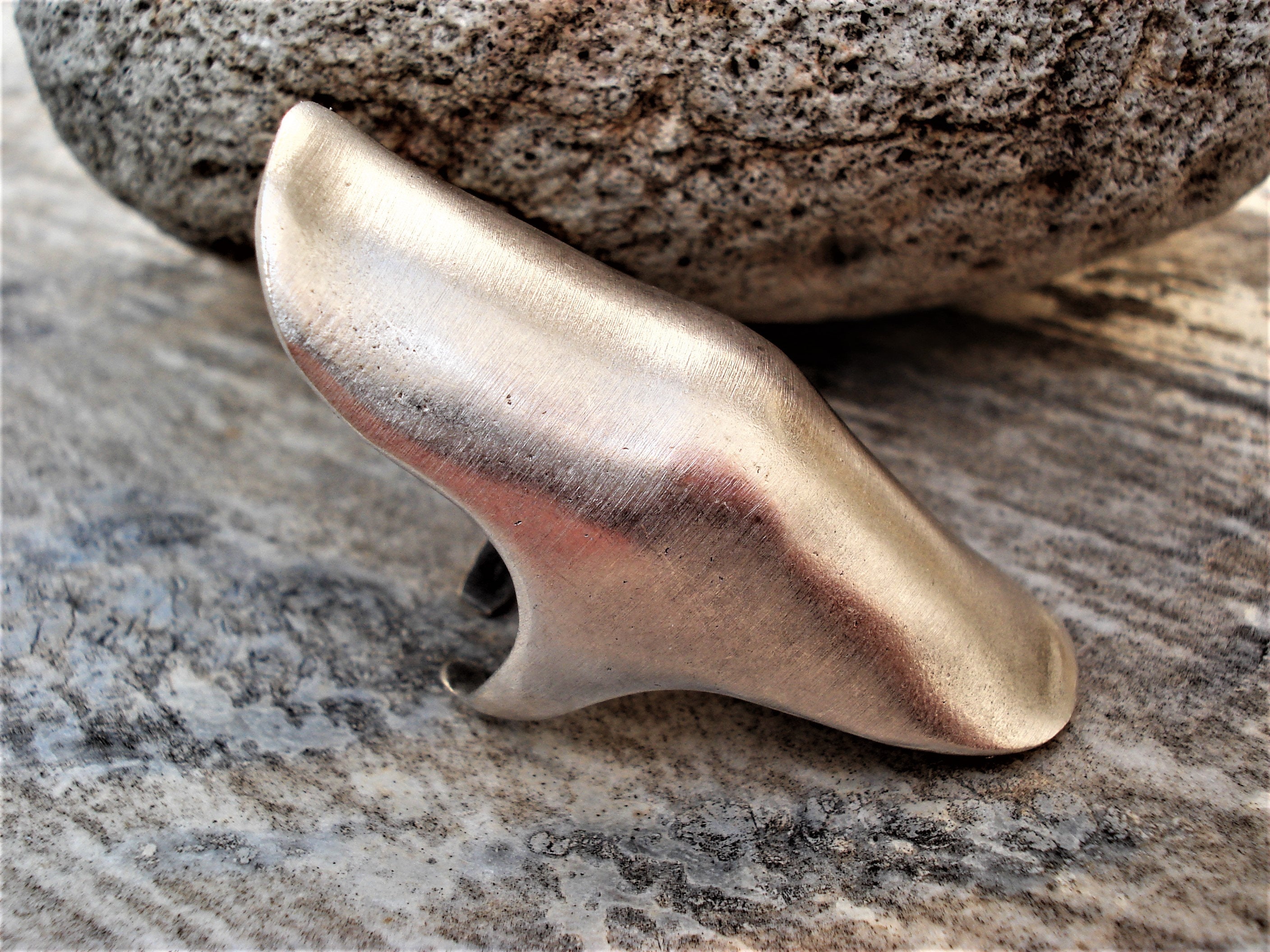 Full Finger Silver Ring Long Statement Chunky Ring Extra Wide - Etsy