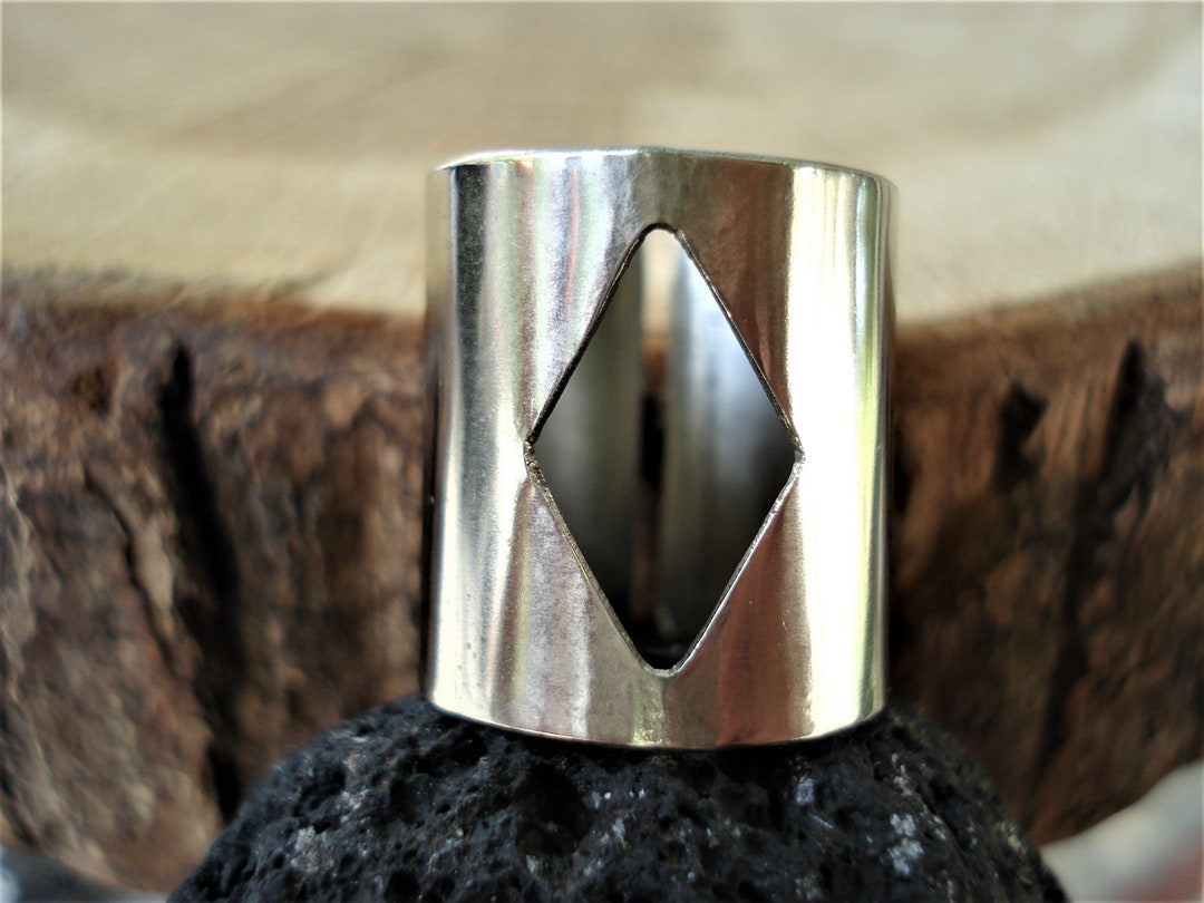 Silver Cut Out Rhombus Ring Modern Geometric Adjustable Ring Statement ...