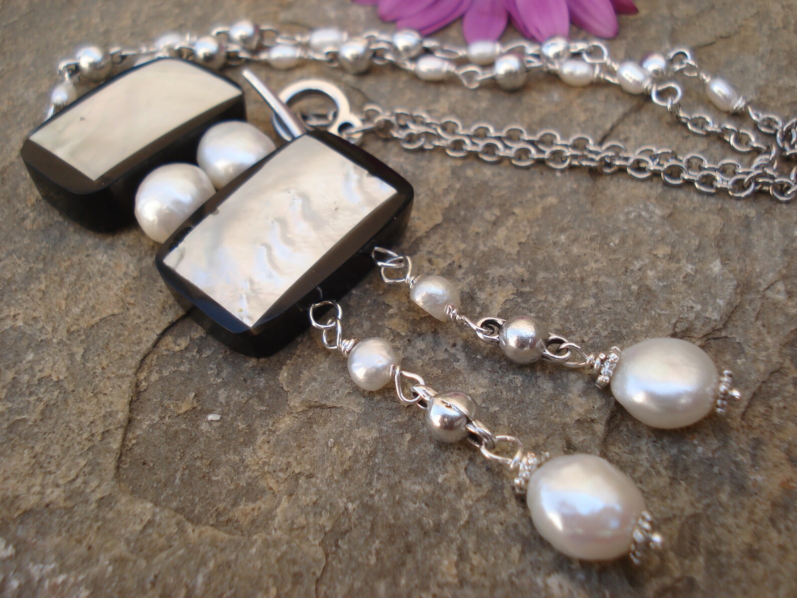 Wire Wrapped Pearls Necklace Mother of Pearl Unique Pendant | Etsy UK