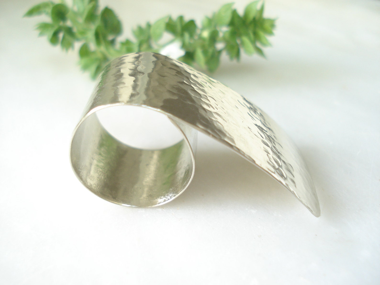 Two Fingers Hammered Silver Adjustable Ring Contemporary Metalwork ...
