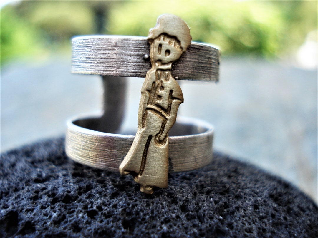 Mixed Metal Little Prince Ring Hammered Silver and Bronze Cuff Ring ...