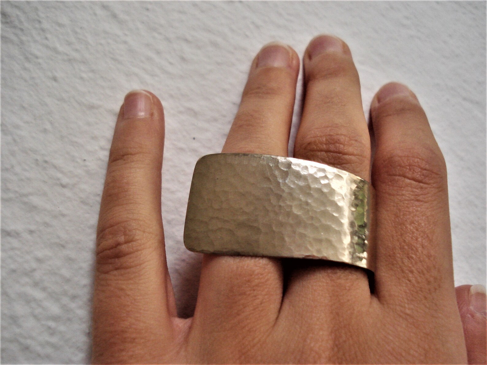 Two Fingers Hammered Silver Adjustable Ring Contemporary Metalwork ...