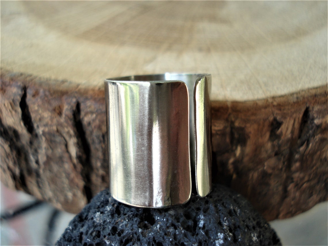Silver Cut Out Rhombus Ring Modern Geometric Adjustable Ring Statement ...