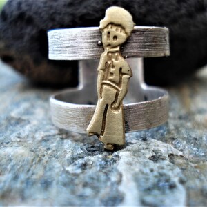 Mixed Metal Little Prince Ring Hammered Silver and Bronze Cuff Ring ...