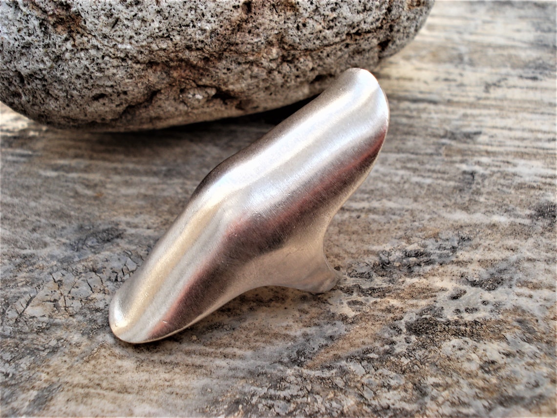 Full Finger Silver Ring Long Statement Chunky Ring Extra Wide | Etsy