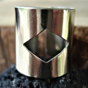 Silver Cut Out Rhombus Ring Modern Geometric Adjustable Ring Statement ...