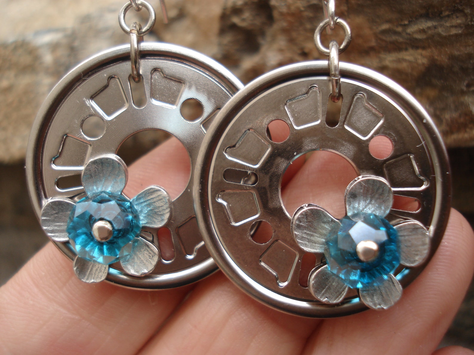 Hard Disk Drive Heads Earrings Riveted Turquoise Czesh Beads - Etsy