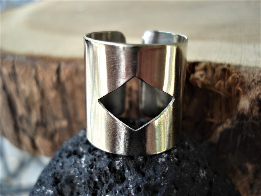 Silver Cut Out Rhombus Ring Modern Geometric Adjustable Ring Statement ...