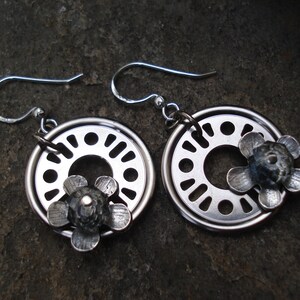 Hard Disk Drive Heads Earrings Riveted Gray Blue Czesh Beads Recycled ...