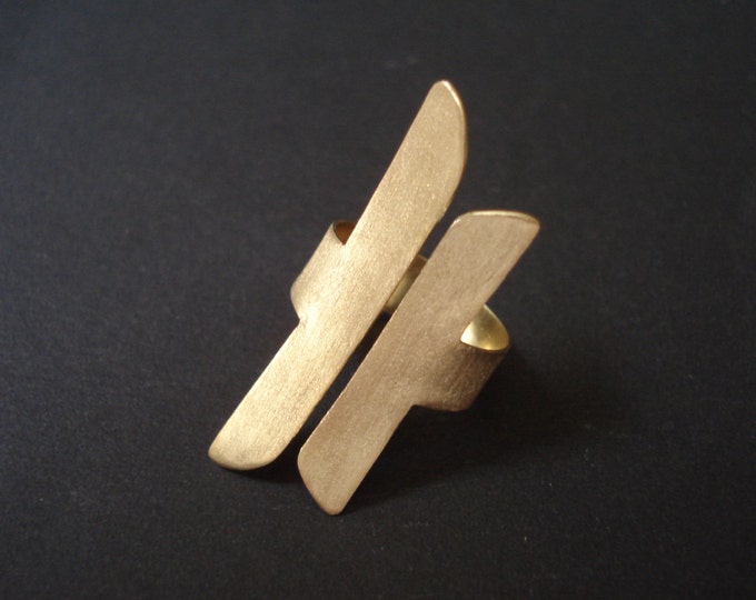 Geometric Matte Face Ring, Contemporary Handmade Ring, Metalwork Bronze ...