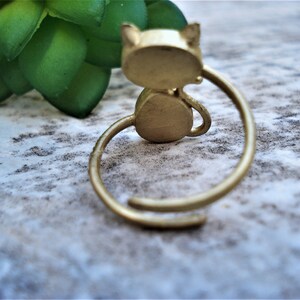 Cat Bronze Ring Cat Bezels With Raw Red Agates Stones Unique Ring ...