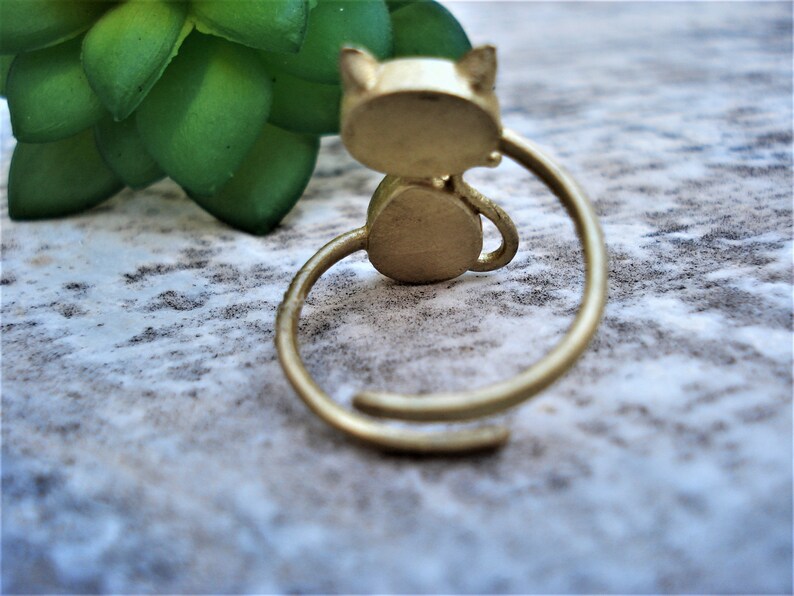 Cat Bronze Ring Cat Bezels With Raw Red Agates Stones Unique Ring ...