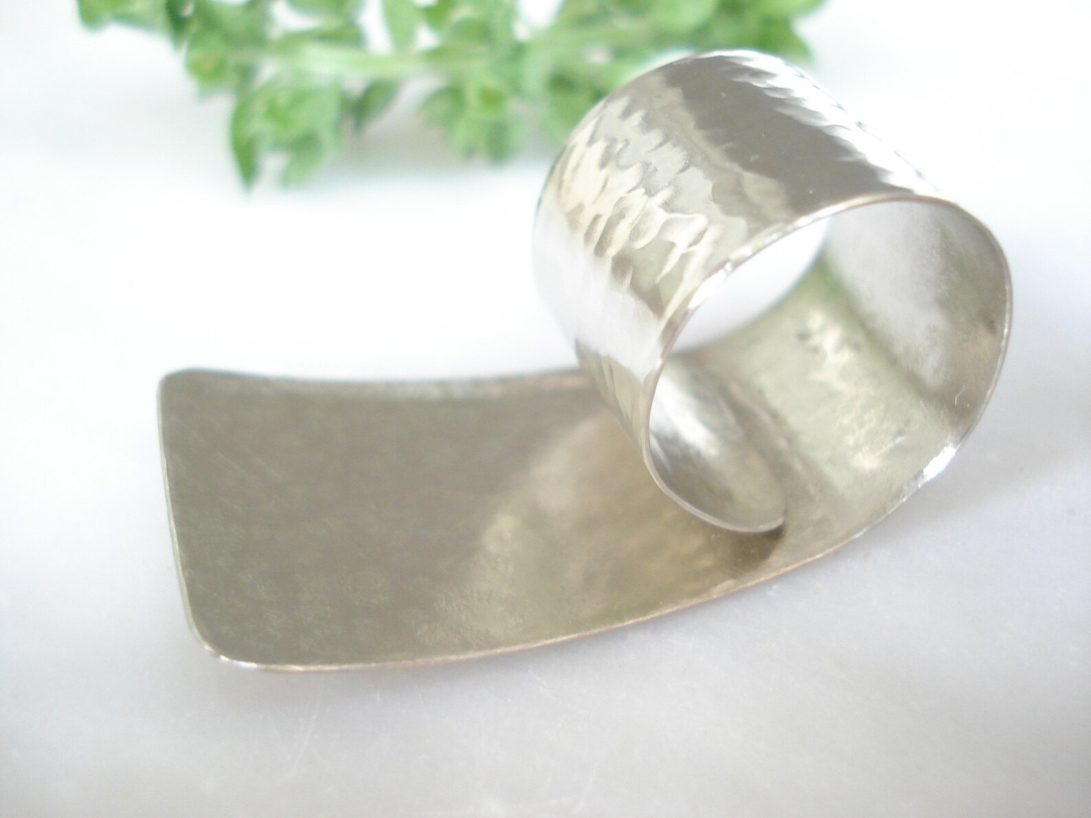 Two Fingers Hammered Silver Adjustable Ring Contemporary Metalwork ...