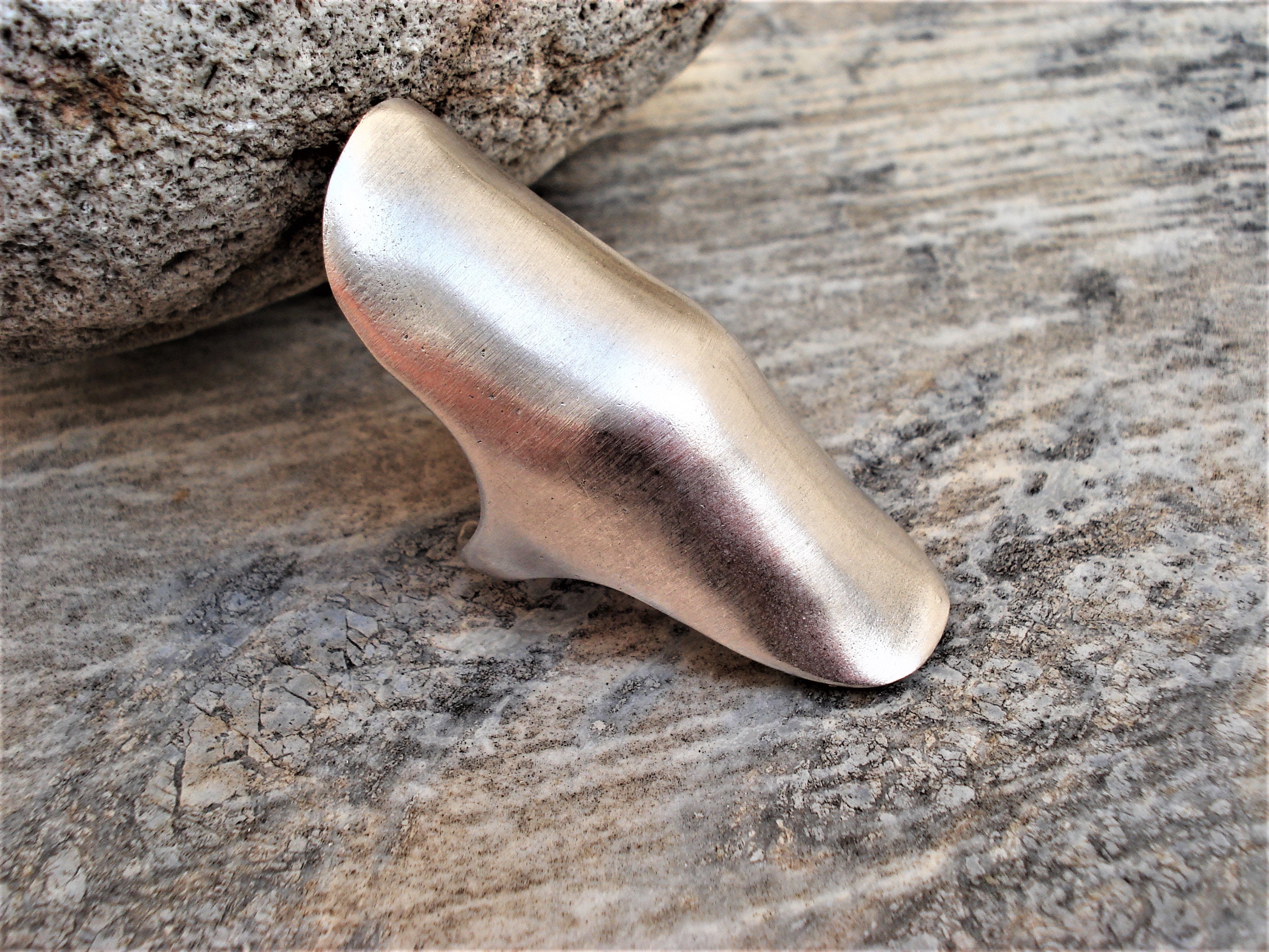 Full Finger Silver Ring Long Statement Chunky Ring Extra Wide - Etsy